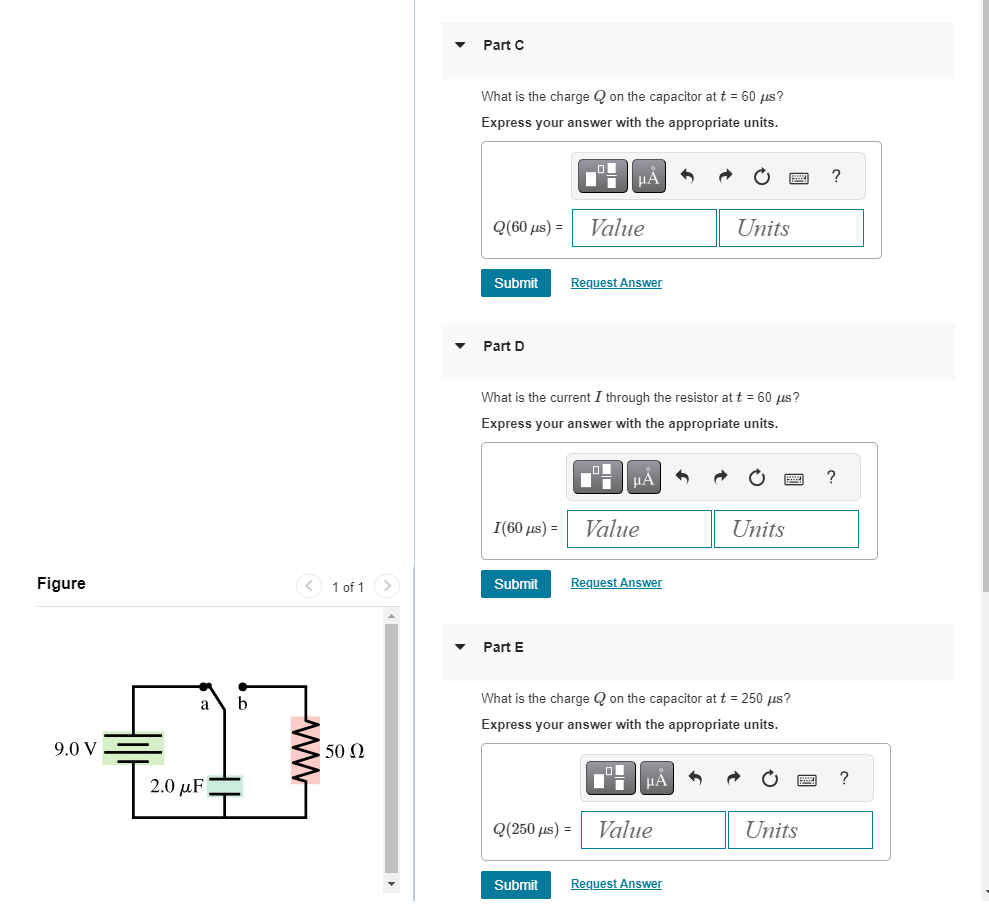 Solved The switch in (Figure 1) has been in position a for a | Chegg.com