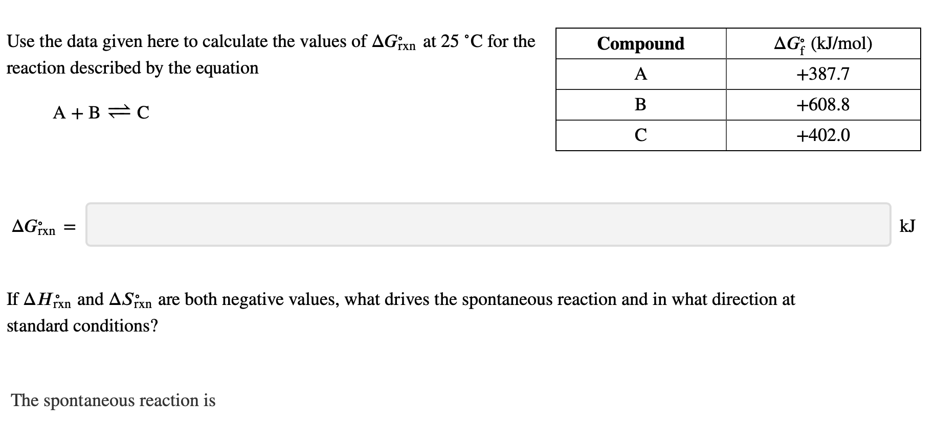 Solved Compound AG: (kJ/mol) Use the data given here to | Chegg.com