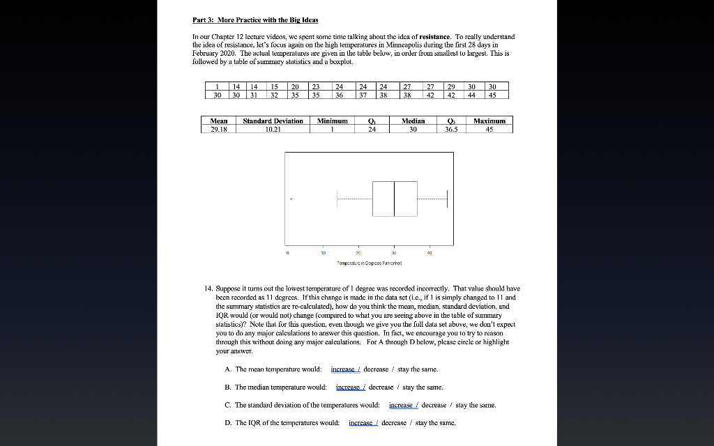 Solved Part 3 More Practice With The Big Ideas In Our Chegg