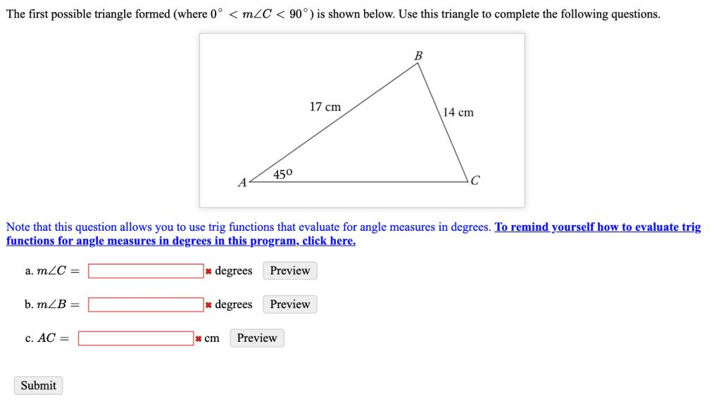 Solved The First Possible Triangle Formed Where 0°