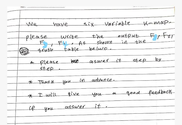 Solved .. We have six variable K-mapa EFT please E 7 truth. | Chegg.com