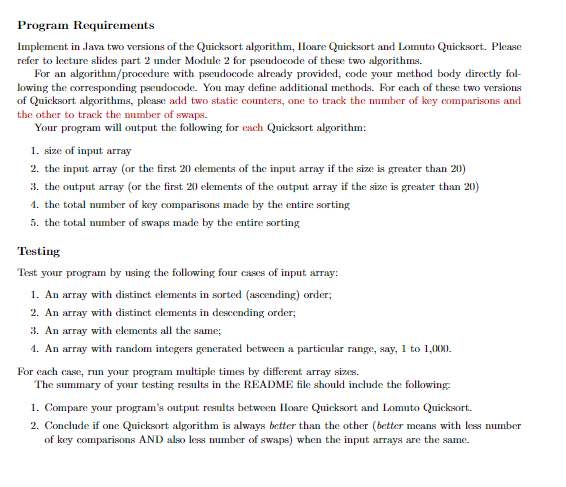 Solved Program Requirements Implement in Java two versions | Chegg.com
