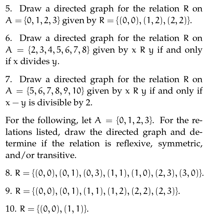 Solved 5. Draw a directed graph for the relation R on | Chegg.com