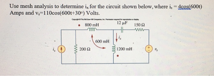 Solved Use mesh analysis to determine i_x for the circuit | Chegg.com