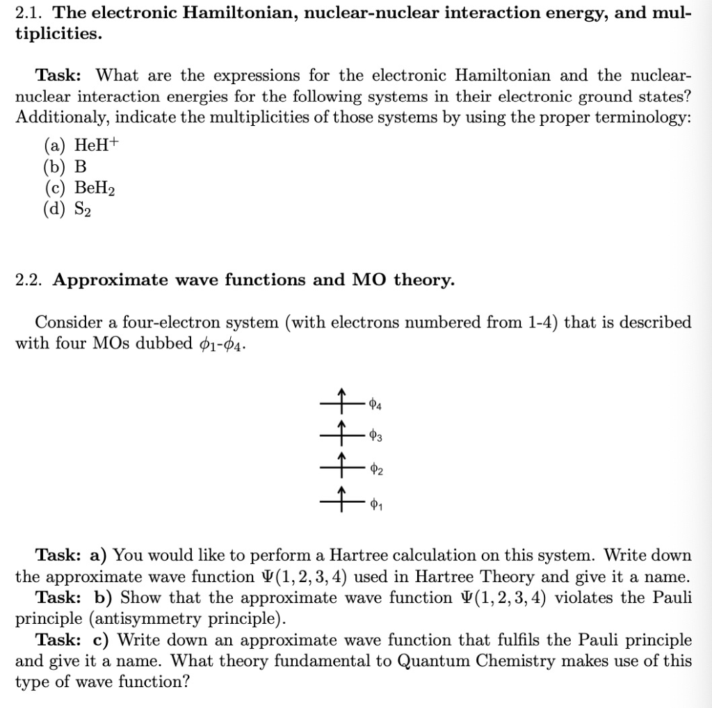 2.1. The electronic Hamiltonian, nuclear-nuclear | Chegg.com