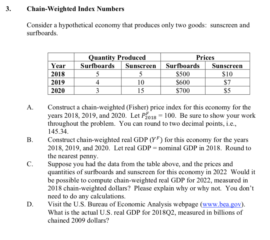 Solved 3 Chain Weighted Index Numbers Consider A 