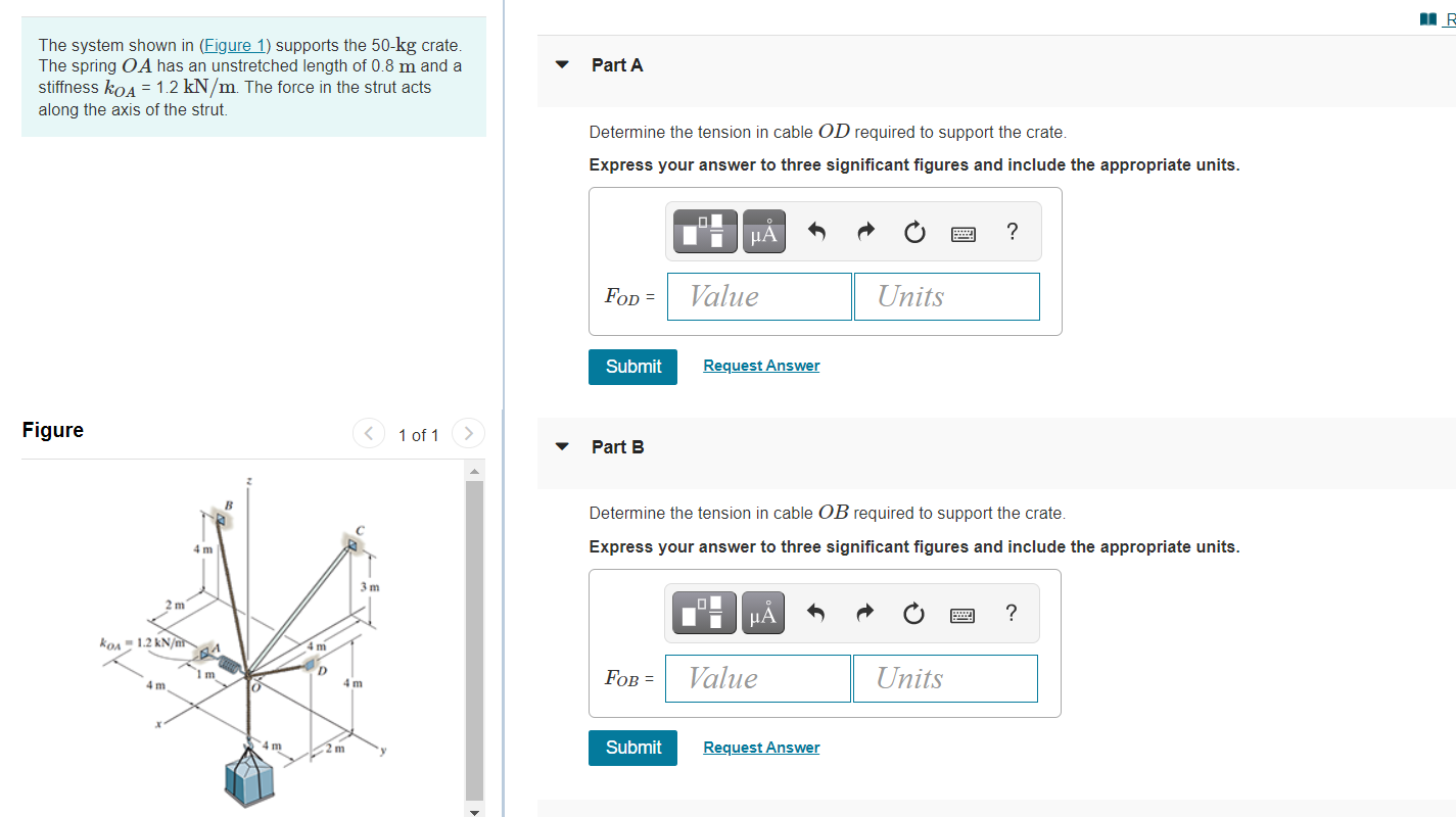 Solved Part A The system shown in (Figure 1) supports the | Chegg.com