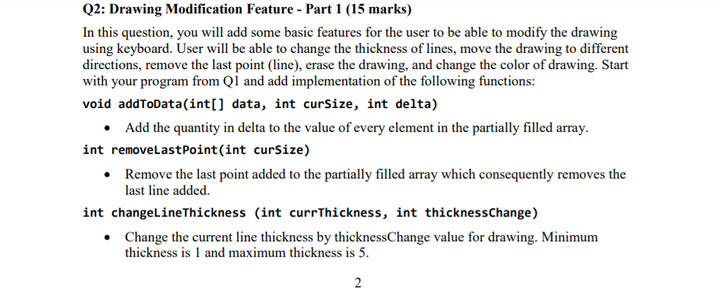 Solved Q1: Basic Drawing Feature (10 marks) Start with | Chegg.com