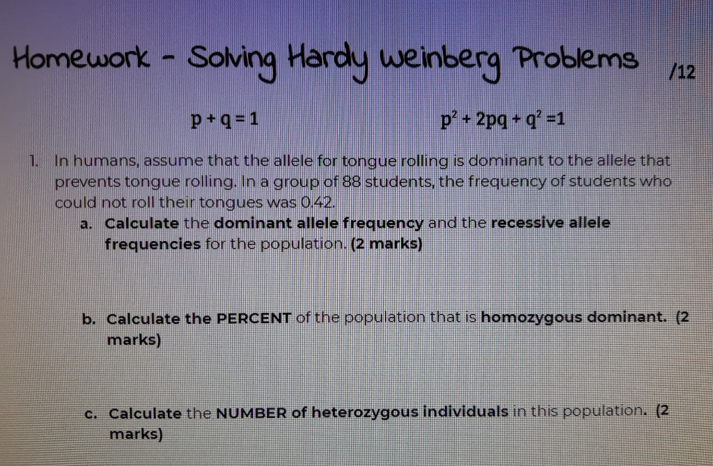 Solved Homework - Solving Hardy weinberg Hardy weinberg | Chegg.com