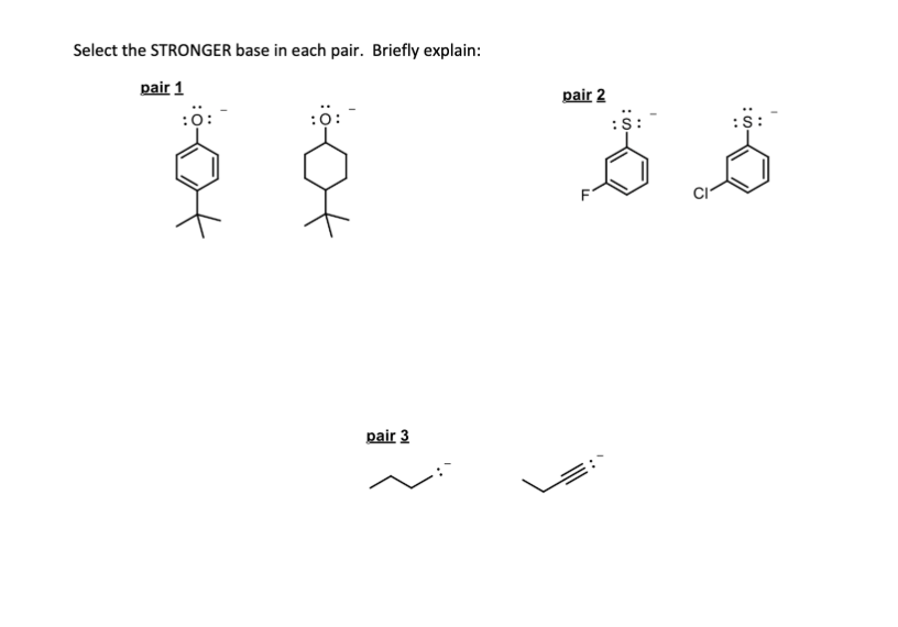 Solved Select the STRONGER base in each pair. Briefly | Chegg.com