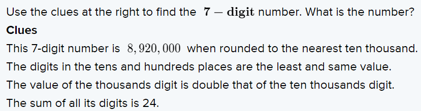 Solved Use the clues at the right to find the 7 – digit | Chegg.com