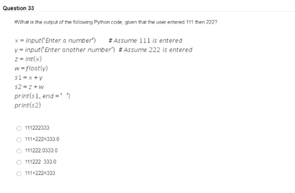 Solved Question 33 What Is The Output Of The Following 