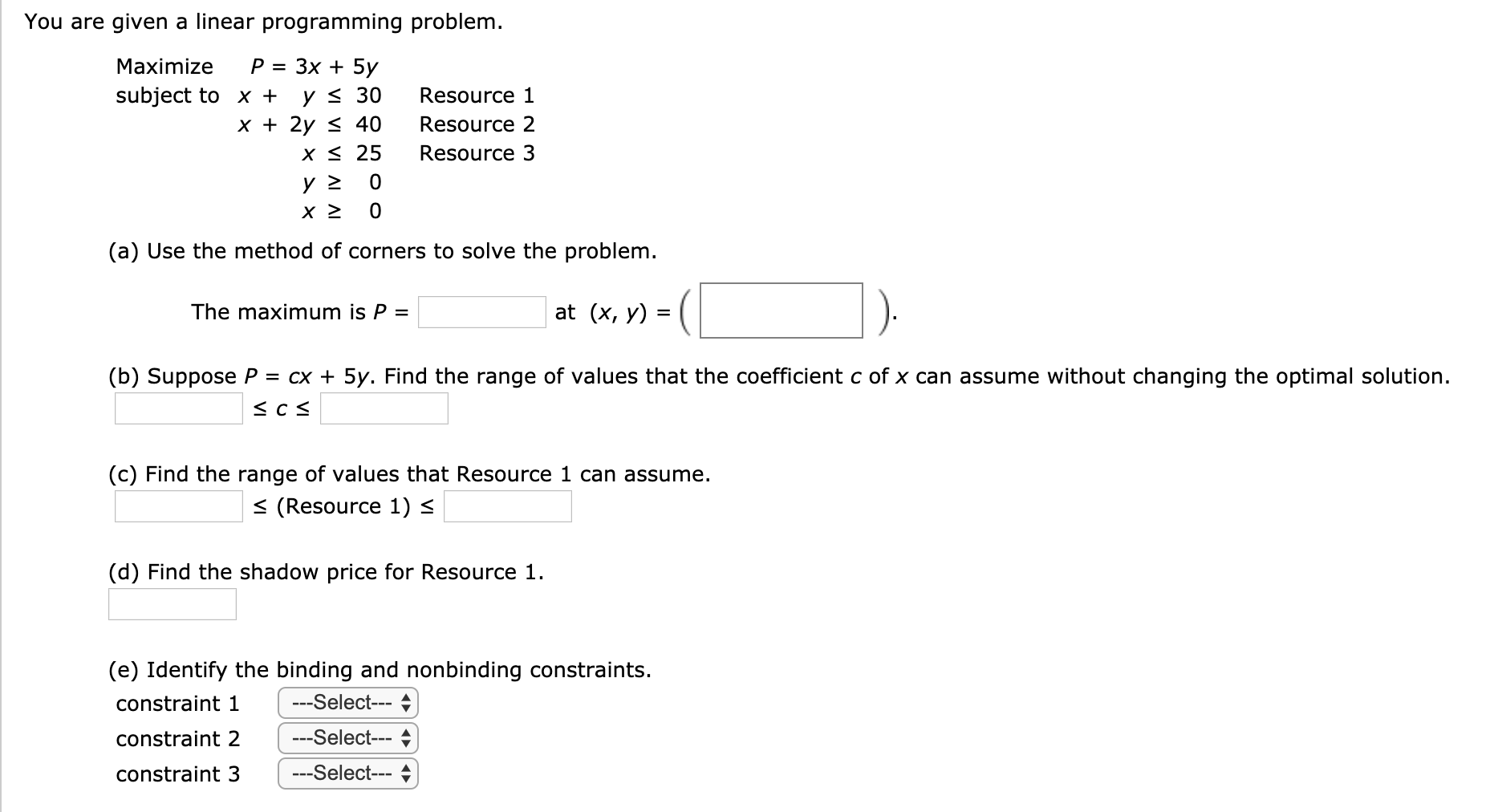 Solved You are given a linear programming problem. Maximize | Chegg.com