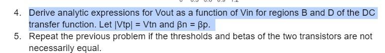 4. Derive analytic expressions for Vout as a function | Chegg.com
