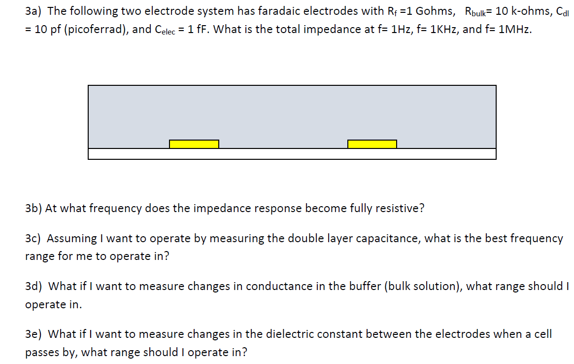 Solved 3a) The following two electrode system has faradaic | Chegg.com