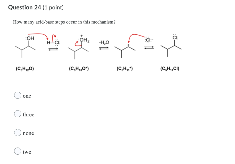 Solved Question 24 (1 point) How many acid-base steps occur | Chegg.com