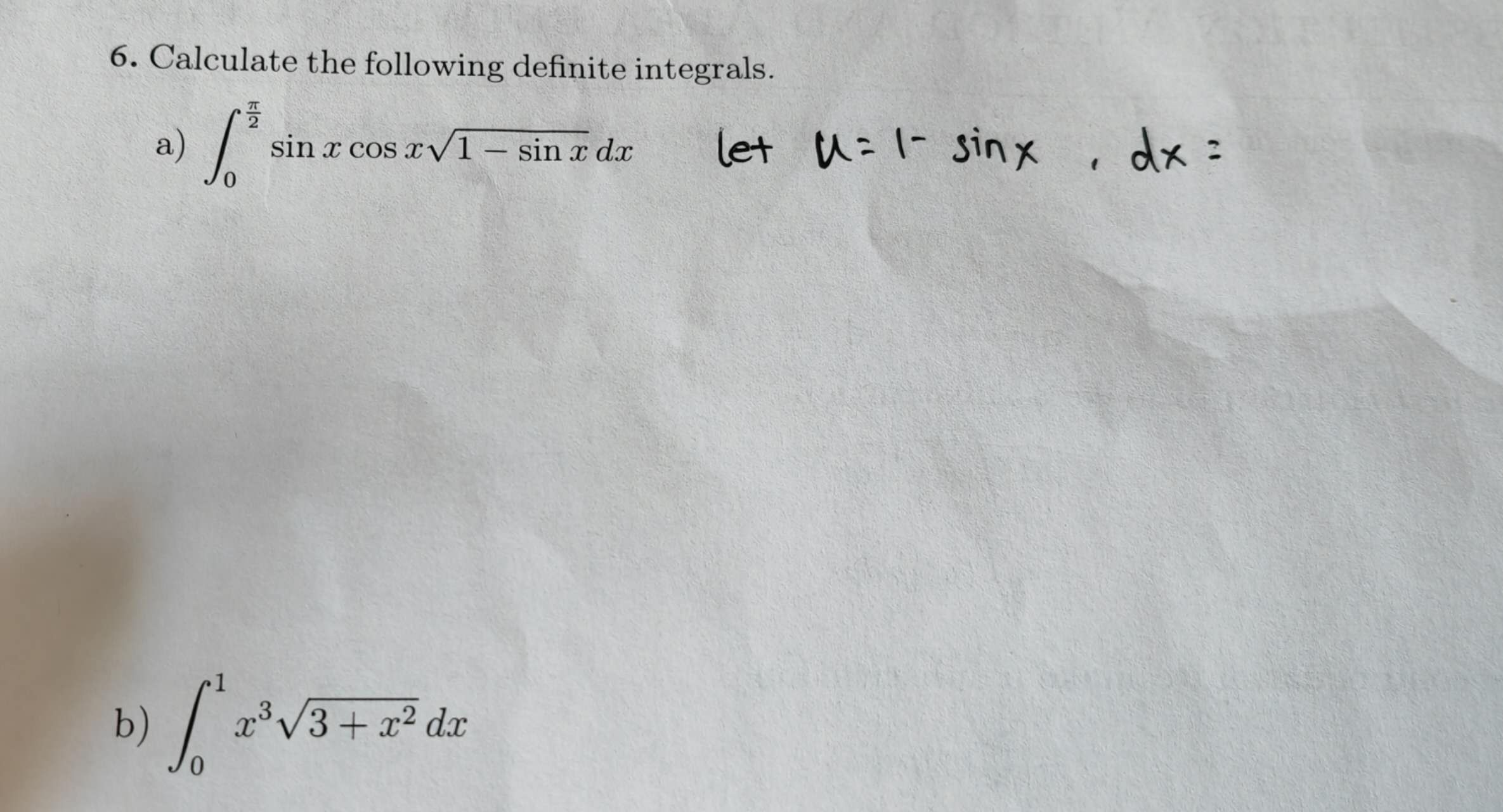Solved 6. Calculate the following definite integrals. a) \\( | Chegg.com
