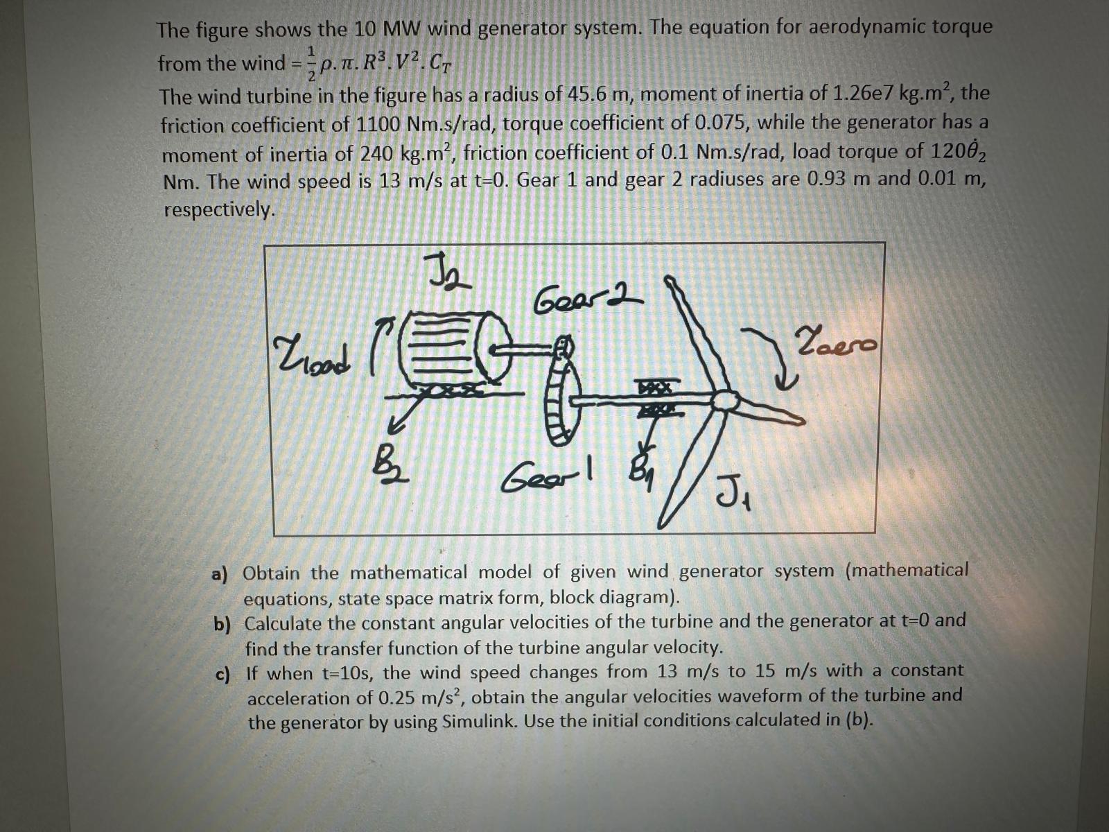 Solved The figure shows the 10 MW ﻿wind generator system. | Chegg.com