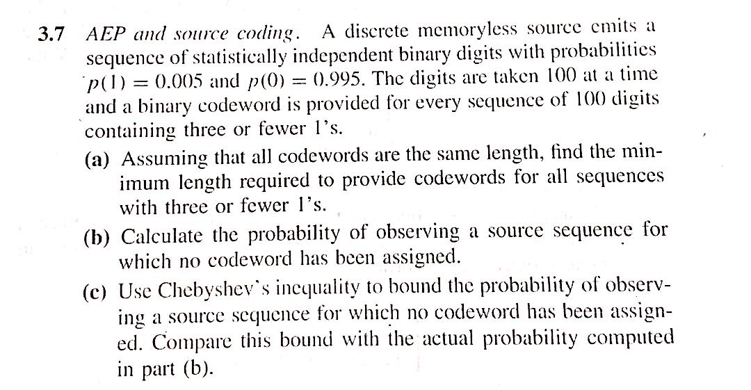 Solved 37 Aep And Source Coding A Diserete Memoryless 