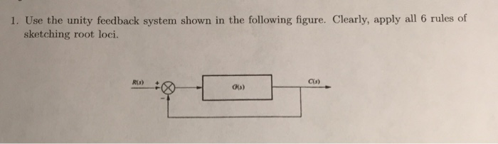 Solved 1. Use the unity feedback system shown in the | Chegg.com