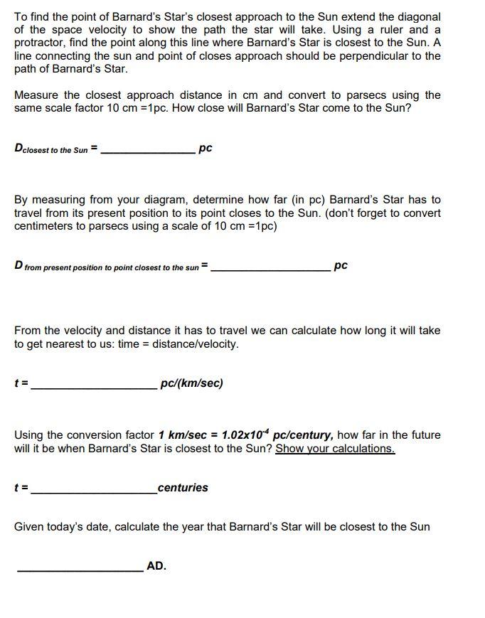 Proper Motion of a Star In this exercise you will | Chegg.com