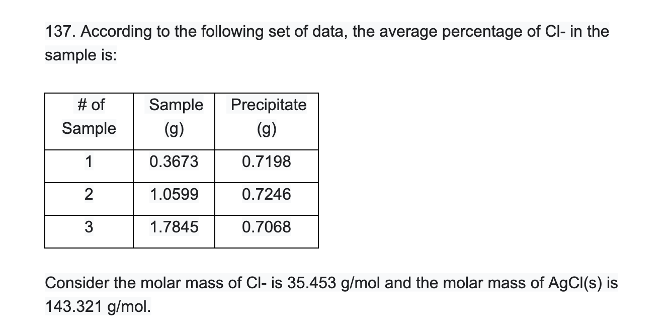 Solved According to the following set of data, the average | Chegg.com