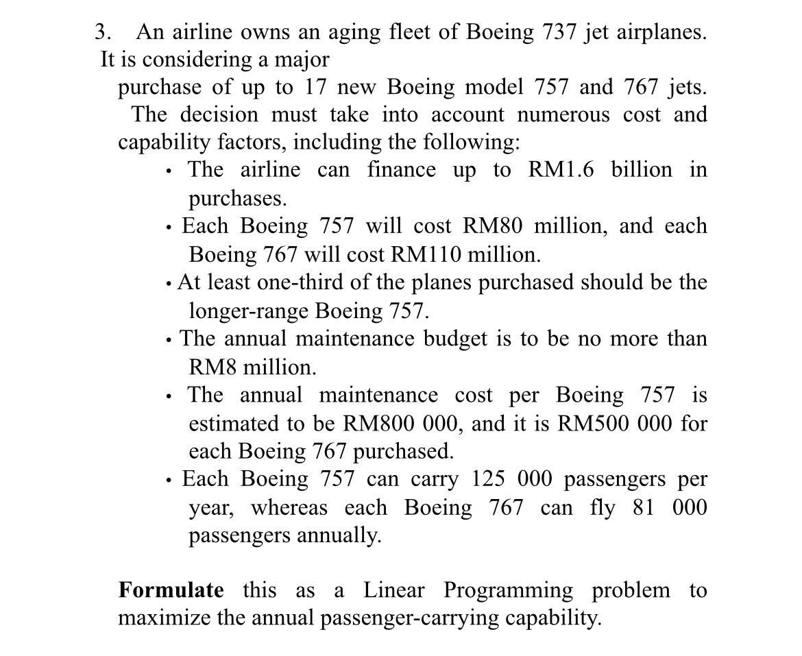 Solved An airline owns an aging fleet of Boeing 737 jet | Chegg.com