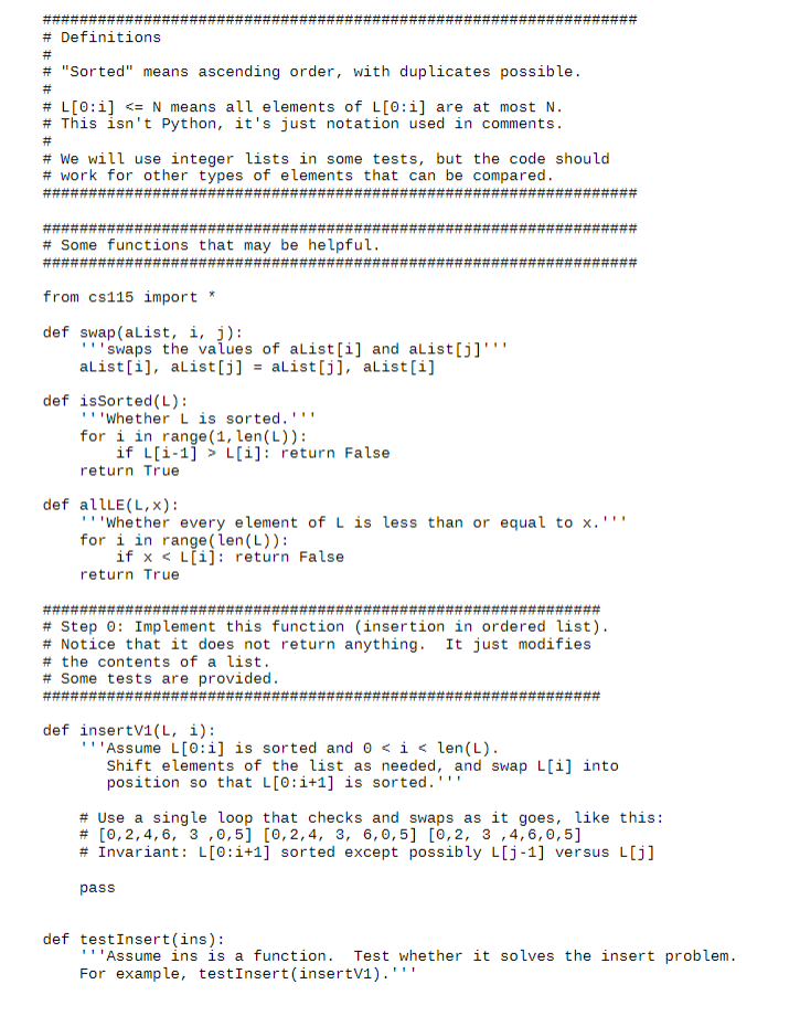 Solved # # Definitions # # "Sorted" means ascending order, | Chegg.com
