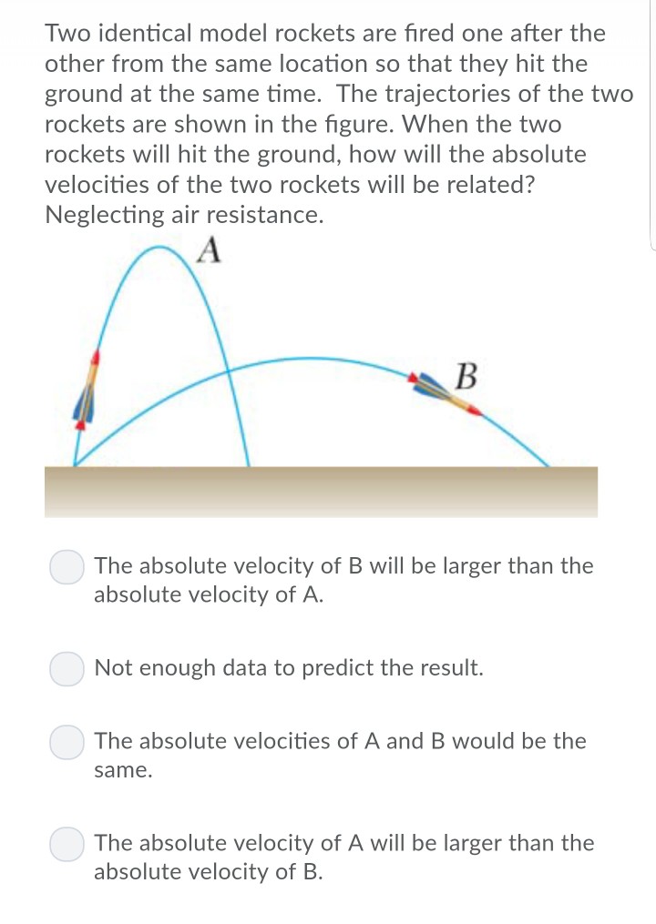 Solved Two identical model rockets are fired one after the | Chegg.com