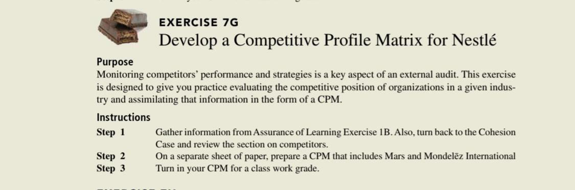 Solved EXERCISE 7G Develop a Competitive Profile Matrix for | Chegg.com