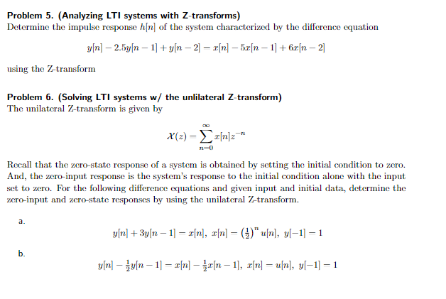 Solved Problem 5. (Analyzing LTI systems with Z-transforms) | Chegg.com