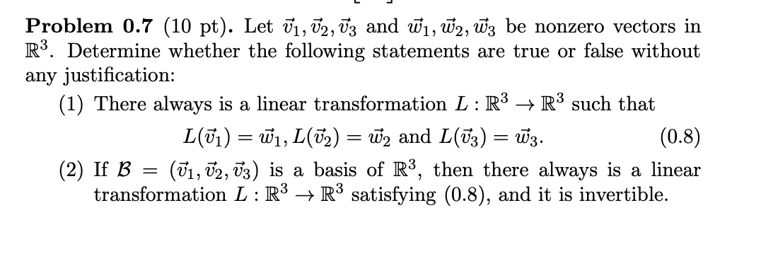 Solved Problem 0.7(10pt). Let v1,v2,v3 and w1,w2,w3 be | Chegg.com