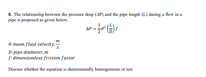 Solved 8. The relationship between the pressure drop (AP) | Chegg.com