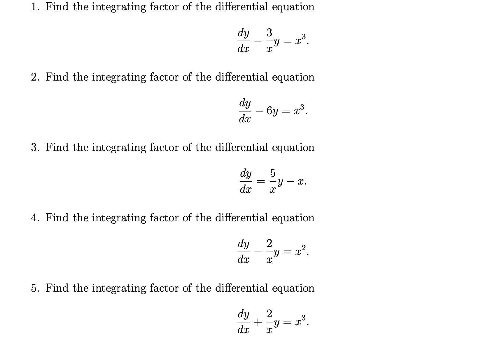 1. Find the integrating factor of the differential | Chegg.com