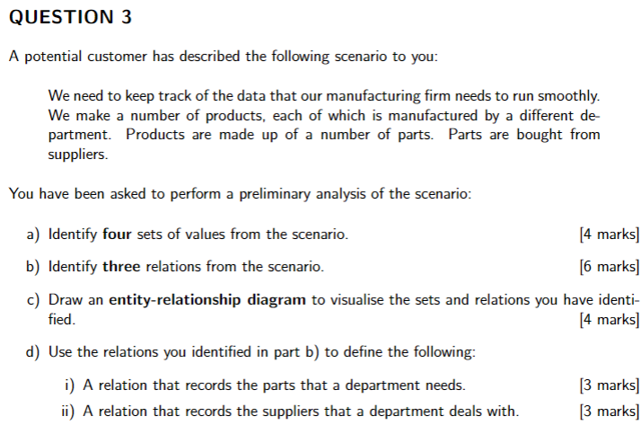 Solved QUESTION 3A potential customer has described the | Chegg.com