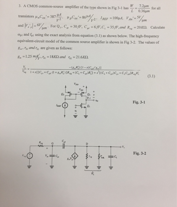 Solved A CMOS common-source amplifier of the type shown in | Chegg.com