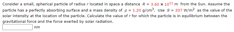 Solved Consider a small, spherical particle of radius r | Chegg.com