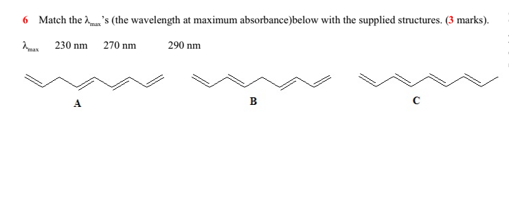 Solved 6 Match the max's (the wavelength at maximum | Chegg.com