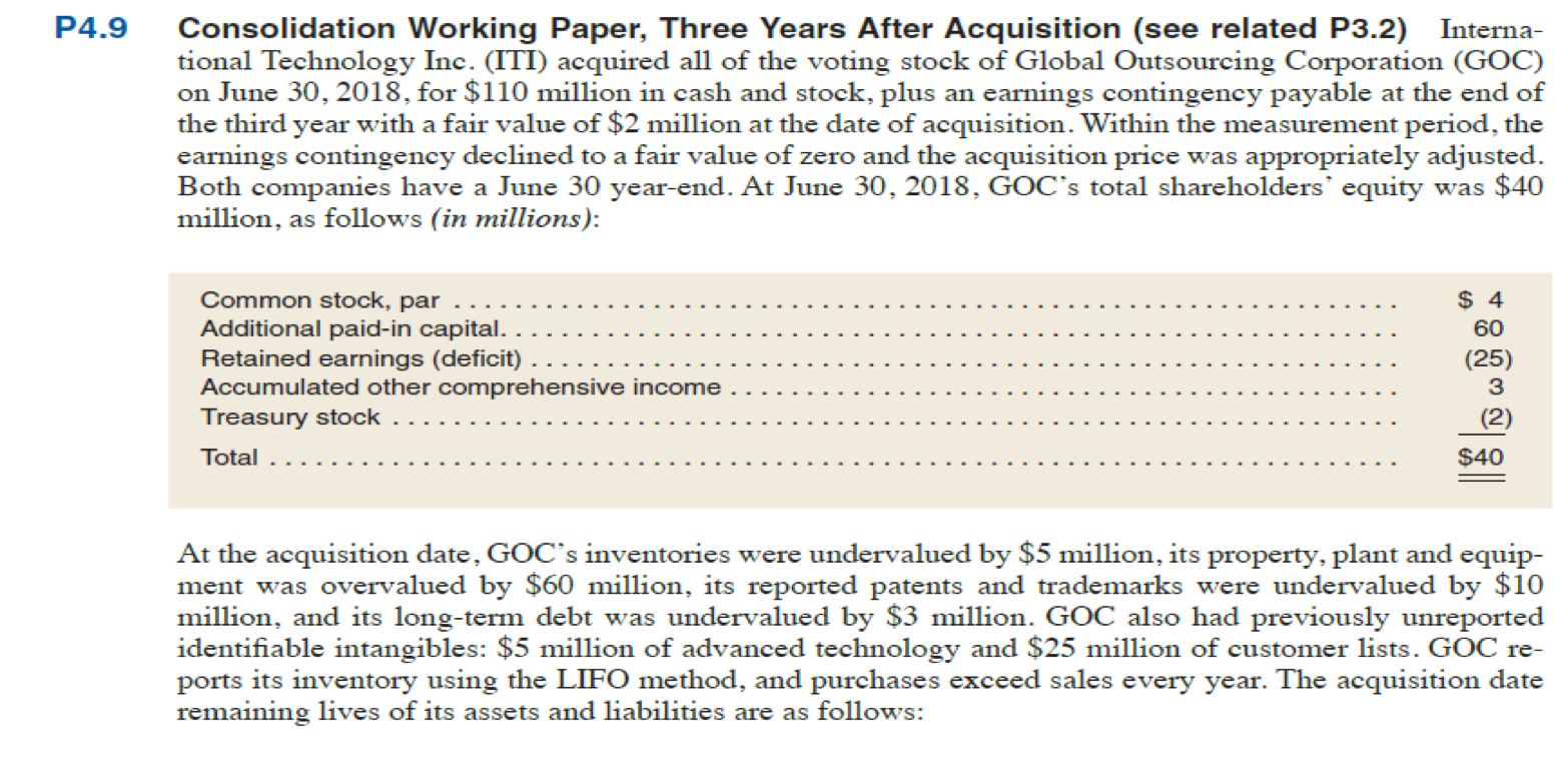 P4.9 Consolidation Working Paper, Three Years After | Chegg.com
