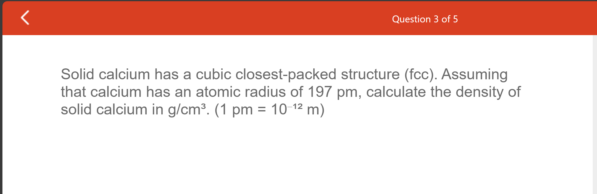 Solved Solid calcium has a cubic closest-packed structure | Chegg.com