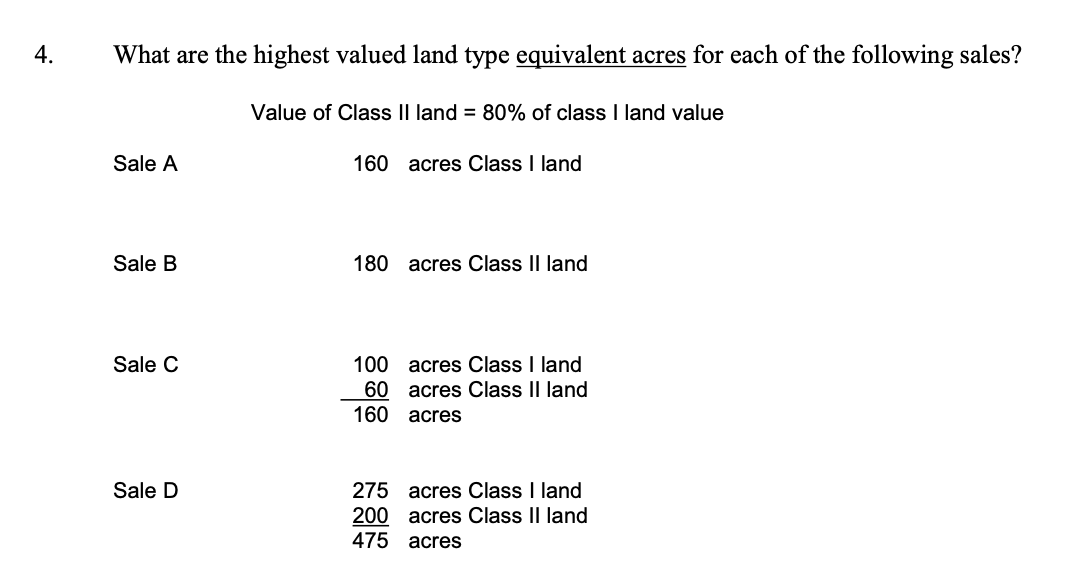 Solved 4. What are the highest valued land type equivalent | Chegg.com