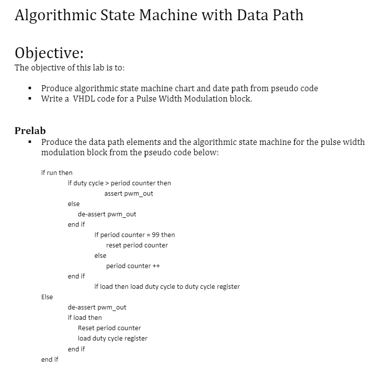 Algorithmic State Machine with Data Path Objective: | Chegg.com