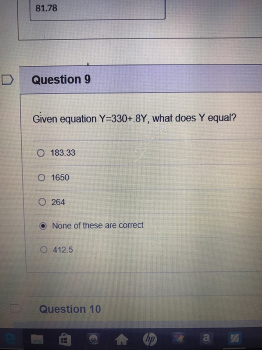 Solved Given equation Y = 330 + 8Y, what does Y equal? | Chegg.com