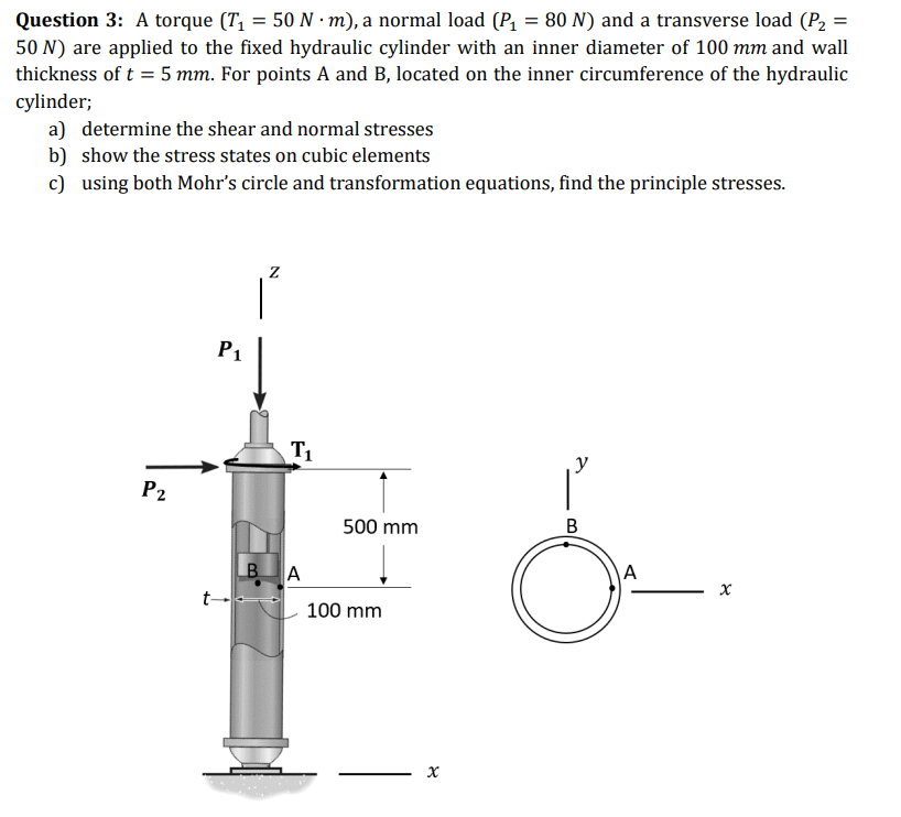 Solved Question 3: A torque (T1=50 N⋅m), a normal load | Chegg.com