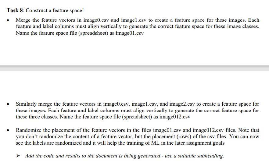 Task 8 Construct A Feature Space Merge The