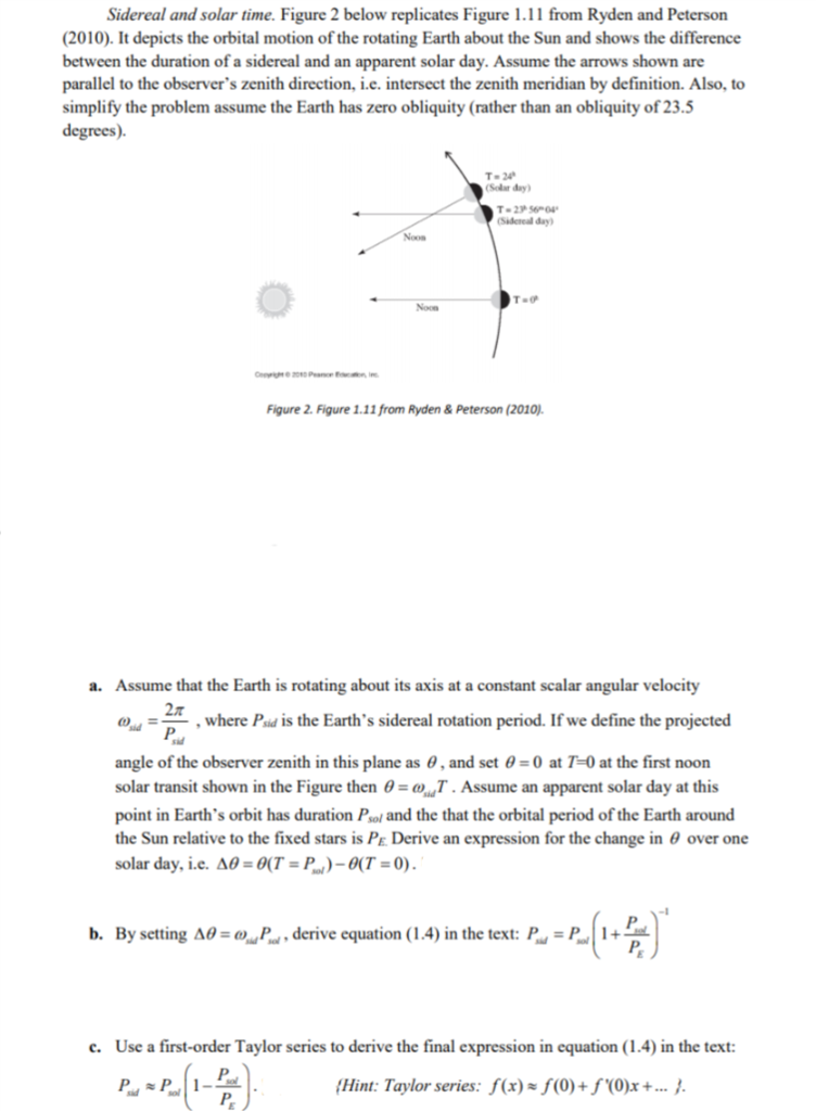 Sidereal and solar time. Figure 2 below replicates | Chegg.com