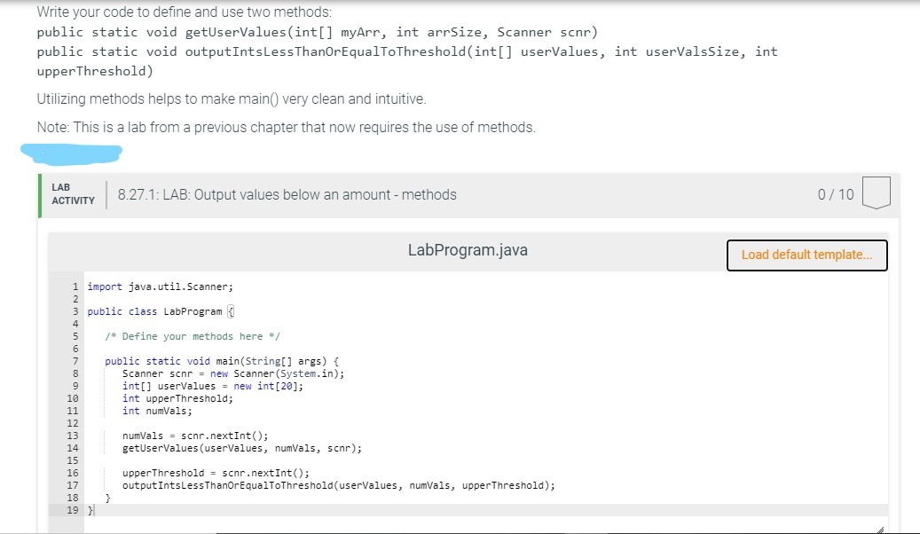 Solved Write your code to define and use two methods: public | Chegg.com