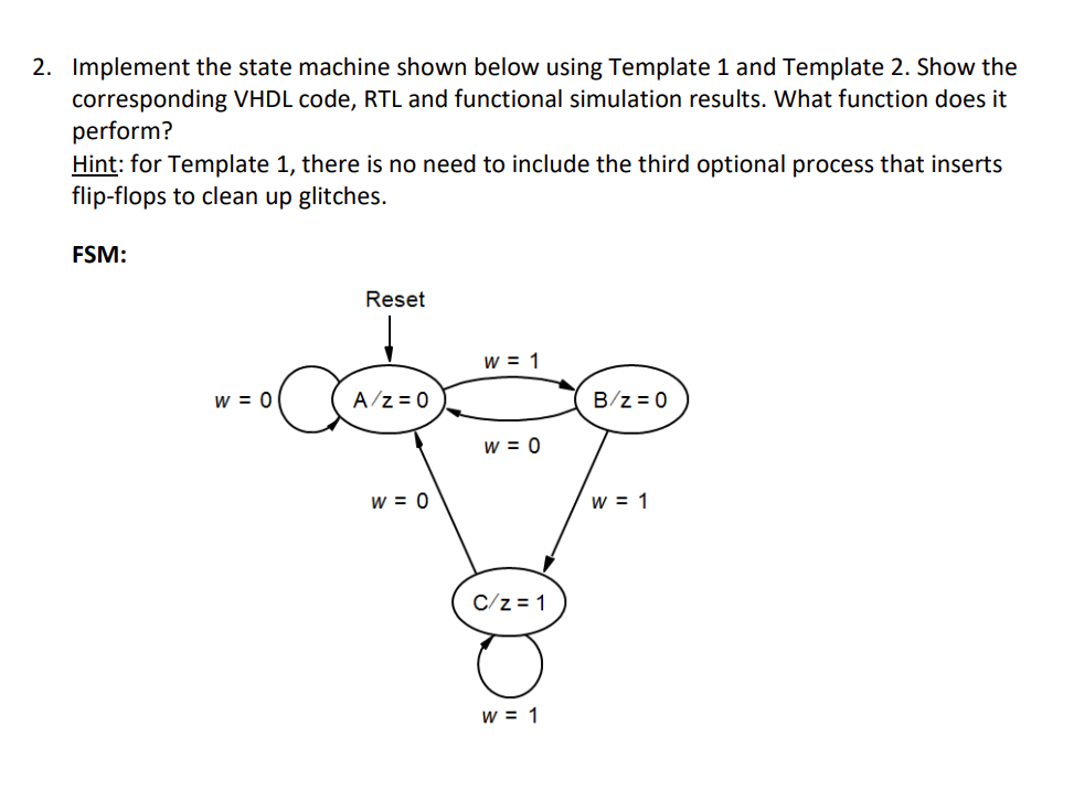 Solved Implement The State Machine Shown Below Using 