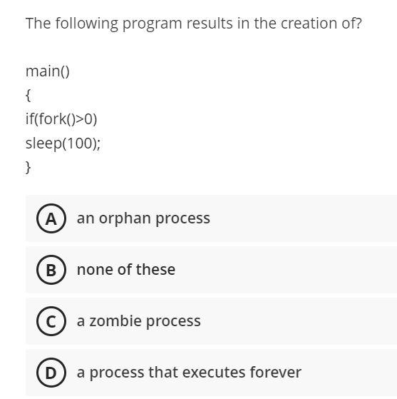 Solved The following program results in the creation of? | Chegg.com