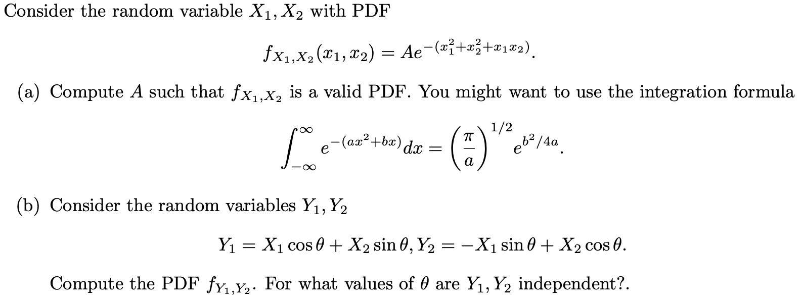 Solved Consider the random variable X1,X2 with PDF | Chegg.com